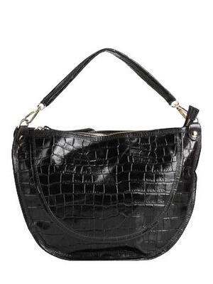 LAURA DI MAGGIO Laura Di Maggio Garnet Leather Handbag With Crocodile Print Black