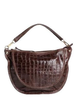 LAURA DI MAGGIO Laura Di Maggio Garnet Leather Handbag With Crocodile Print Brown