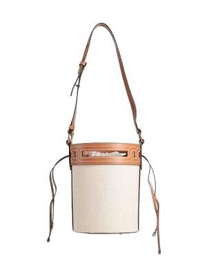 TOD'S Linen And Leather Bucket Bag - Beige