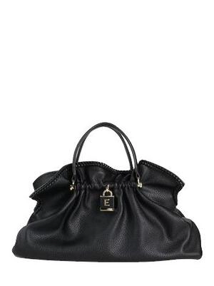 ERMANNO FIRENZE Leather Tote Bag With Lock Detail - Black