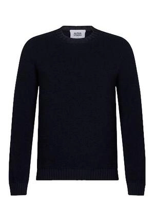 Alpha Studio Midnight Wool Sweater - Blue