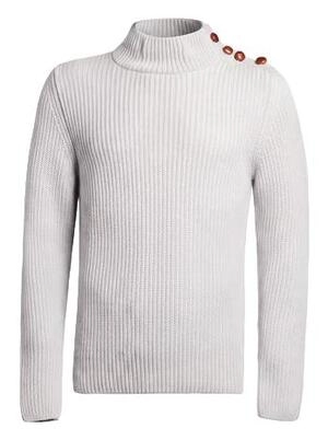 ZANONE Virgin Wool Turtleneck Sweater With Button Detailing - Grey