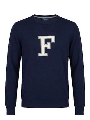 Façonnable Midnight Cotton Sweater With Appliqu - Blue