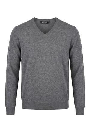 ARAGONA Cashmere Silk V-neck Sweater - Grey