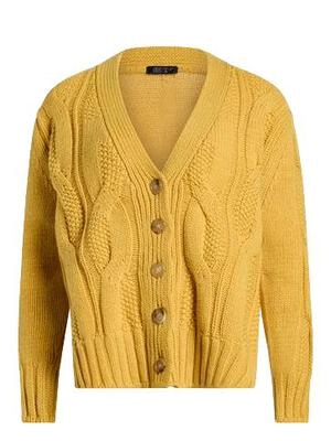 ARAGONA ARAGONA Cashmere Cable-Knit Cardigan Yellow