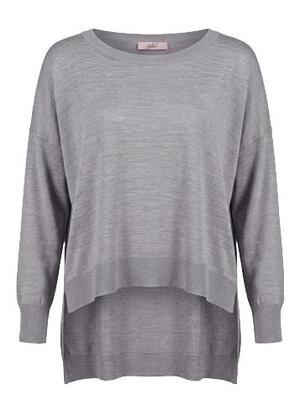 CARLA G. Wool Acrylic Knit Sweater - Grey