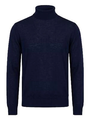 CARLA G. Merino Wool Turtleneck Sweater - Navy