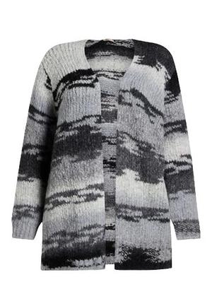 CARLA G. Multicolor Wool Blend Cardigan - Grey