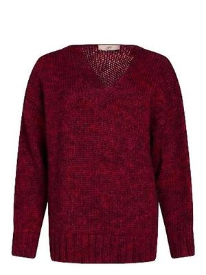 CARLA G. CARLA G. Wool Blend V-Neck Sweater Garnet
