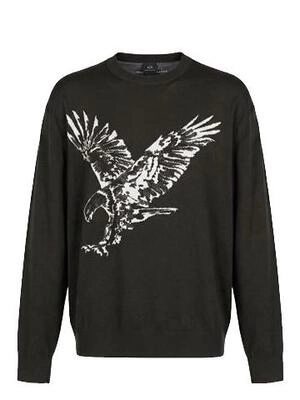Armani Exchange Embroidered Eagle Knit Sweater - Green