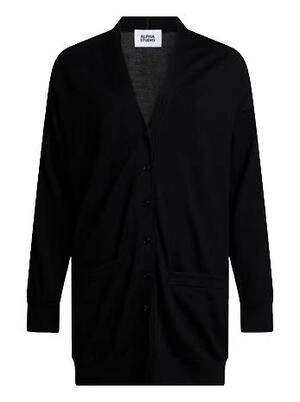 Alpha Studio Merino Wool Cardigan - Black
