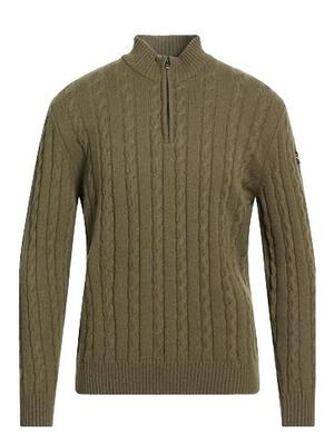 Paul & Shark Military Wool & Nylon Cable Knit Quarter-zip Sweater - Green