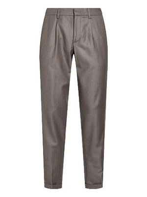 CRUNA Virgin Wool Herringbone Tailored Pants - Grey