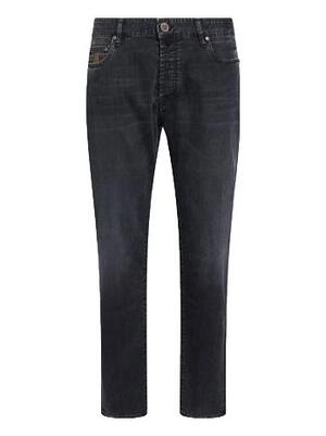 MOORER Tapered Fit Wash Jeans - Black