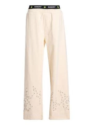 BARROW Cream Cotton Track Pants With Embellishments - White