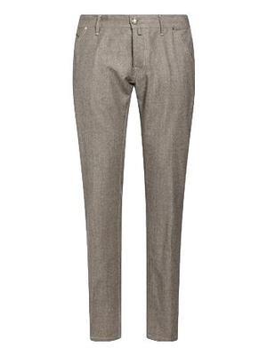 JACOB COHЁN Taupe Virgin Wool Houndstooth Tailored Pants - Grey