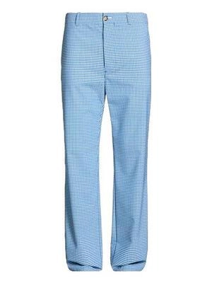 Marni Checked Straight Leg Polyester And Virgin Wool Blend Pants - Blue
