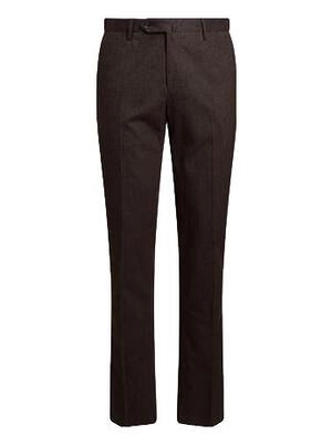 PT TORINO Cotton Elastane Flannel Herringbone Tailored Trousers - Brown