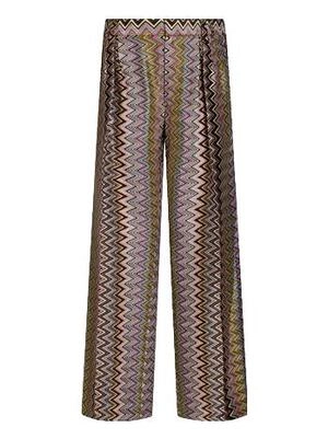 Missoni Wide-leg Knitted Viscose Pants With Signature Print - Pink