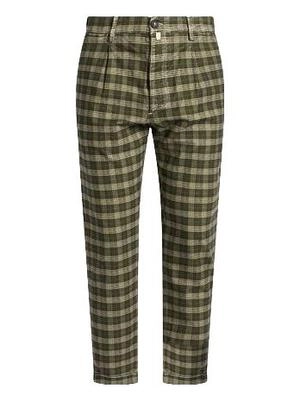 JACOB COHЁN Military Cotton-elastane Plaid Pants - Green