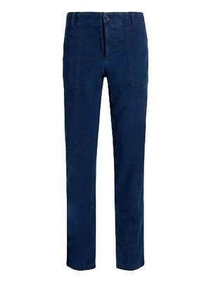 JACOB COHЁN Cotton Blend High Waisted Straight Leg Trousers - Navy