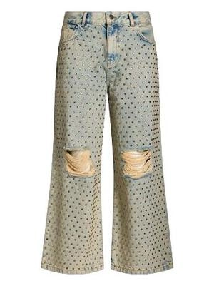 8PM Embellished Wide-leg Jeans - Blue