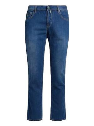 LUIGI BORRELLI NAPOLI Cotton And Linen Blend Jeans - Blue