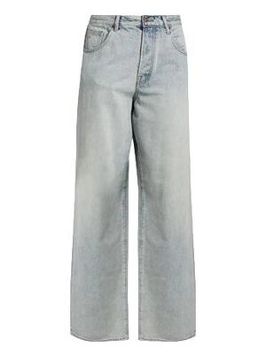 Armani Exchange Light Wash Baggy Jeans With Embroidered Logo - Blue