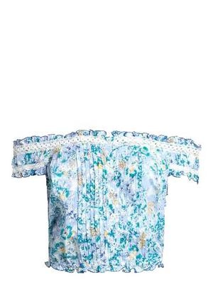 Poupette St Barth Off-the-shoulder Floral Print Gauze Top - Blue