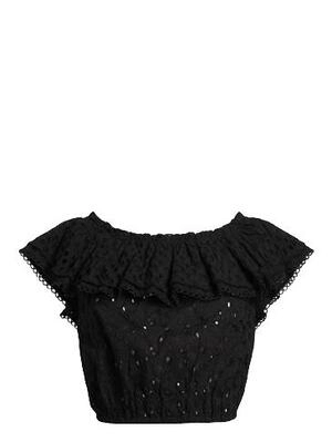 Poupette St Barth Off-the-shoulder Broderie Anglaise Cotton Top - Black