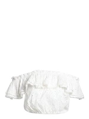 Poupette St Barth POUPETTE ST BARTH Off-the-Shoulder Broderie Anglaise Cotton Top White