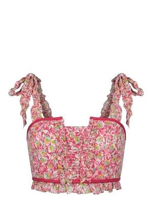 Poupette St Barth Viscose Floral Print Crop Top - Pink