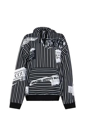 Versace Striped Logo Print Hoodie - Black