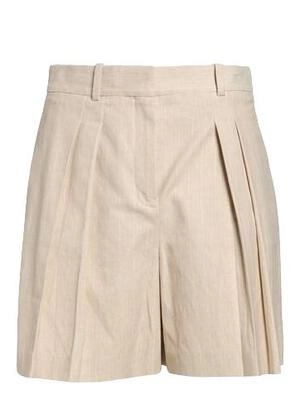 THEORY Theory Sand Cotton, Linen, Elastane Pinstriped High Waisted Shorts