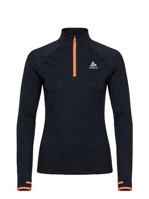 ODLO Base Layer Long Sleeve Half-zip Performance Top With Thumbhole Cuffs - Charcoal