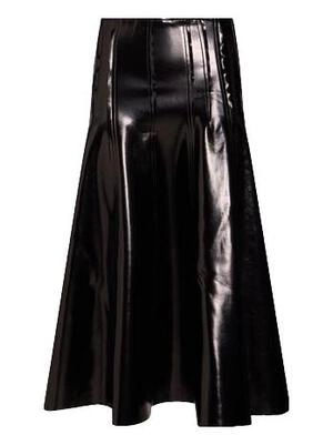 Norma Kamali Polyurethane Midi Skirt - Black