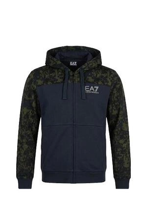 EA7 Cotton And Polyester Zippered Hoodie - Blue