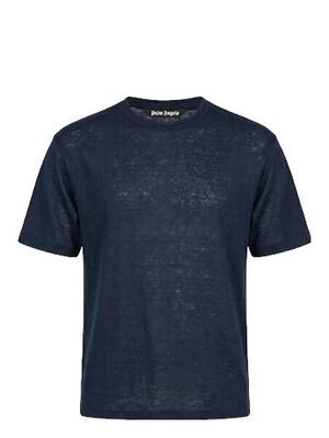 Palm Angels Man T-shirt Ivory Size L Linen Blue