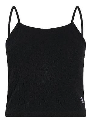 Calvin Klein Cropped Jersey Top With Embroidered Logo - Black