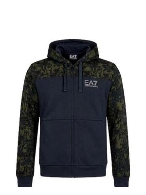 Emporio Armani Full Zip Camouflage Hoodie - Blue