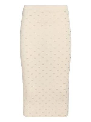 Elisabetta Franchi Cream Viscose And Polyamide Midi Skirt - White