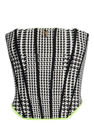 Elisabetta Franchi Houndstooth Corset Top - Black