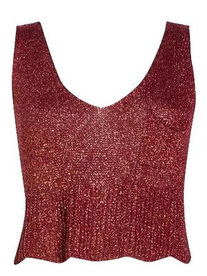 COMPAGNIA ITALIANA COMPAGNIA ITALIANA Copper Viscose & Polyester Metallic Knit Cropped Top
