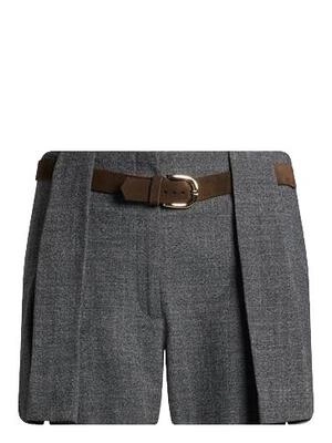 Sandro Belted Wool Blend Divided Skirt Shorts - Grey
