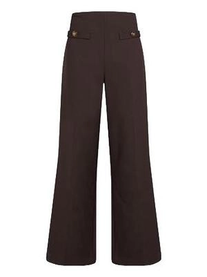 Sandro Wide-leg Gabardine Pants With Button Embellishment - Brown
