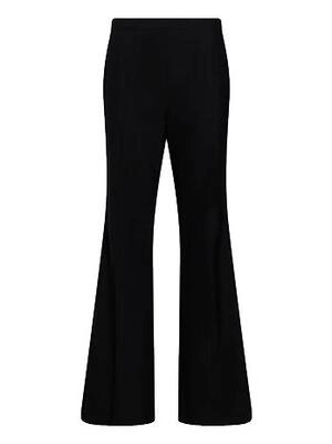 Sandro Wool Blend Wide-leg Pants With Satin Trim - Black