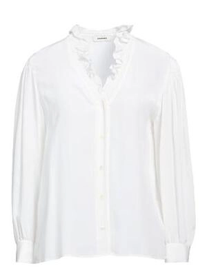 Sandro Ruched Silk Shirt - White