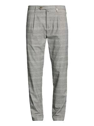 MYTHS Plaid Flannel Stretch Slim Fit Tapered Leg Pants - Black