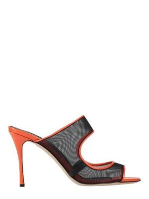 SERGIO ROSSI Lilac Leather And Textile Mesh Sandals - Orange