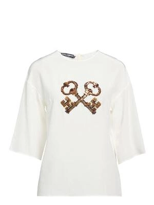Dolce & Gabbana Crepe T-shirt With Sequin Appliqu - White